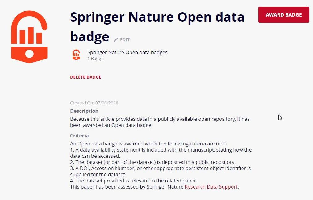Springer Nature launches Open data badges | Research Communities by ...